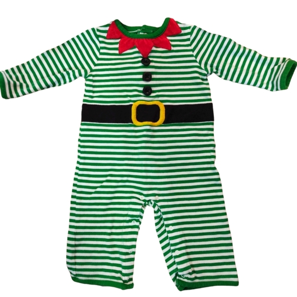 Gymboree | Bottoms | 27gymboree Green And White Striped Elf Jumpsuit 62 ...